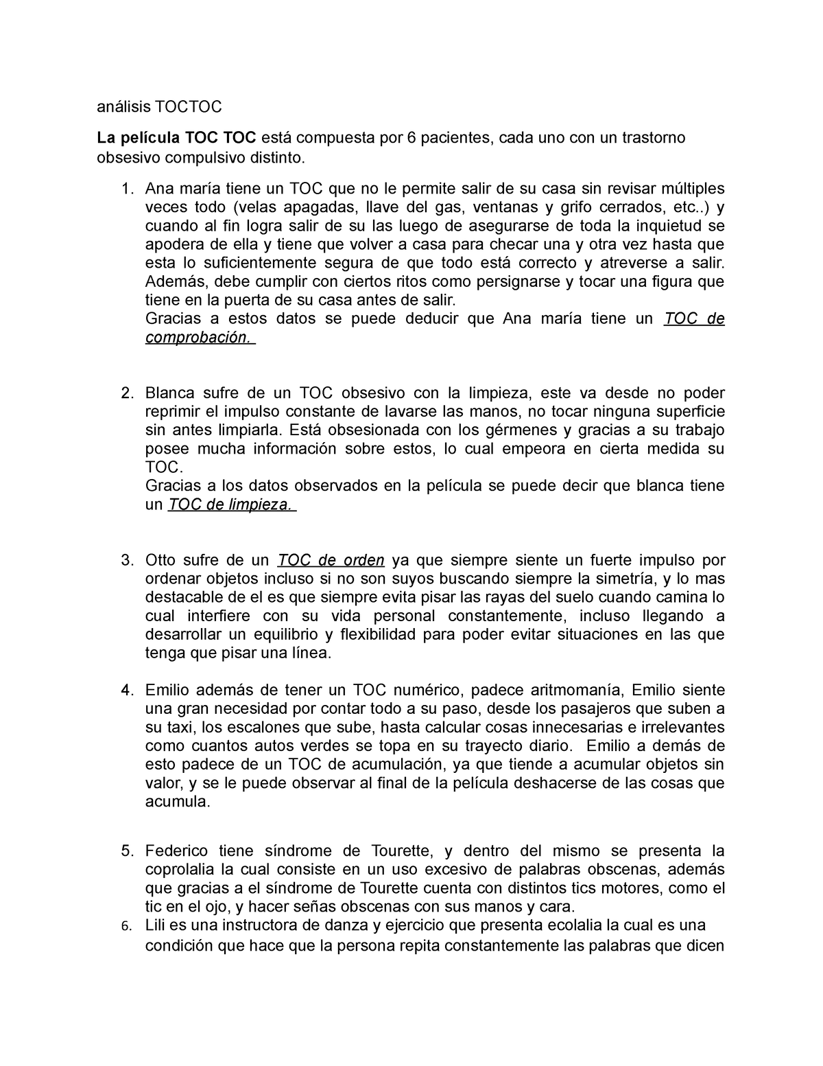 Análisis psicopatológico de la película Toc Toc: Descubre las claves ...